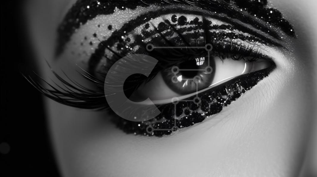 Stunning Eye Makeup with Black and Silver Glittery Eyeliner and False ...