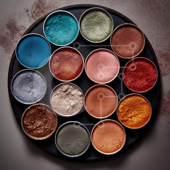 Stunning Eyeshadow Palette in a Circle on a Black Tray stock photo ...
