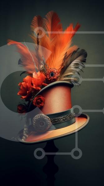 Orange Top Hat with Feathers and Flower - Fashion Accessory stock photo ...