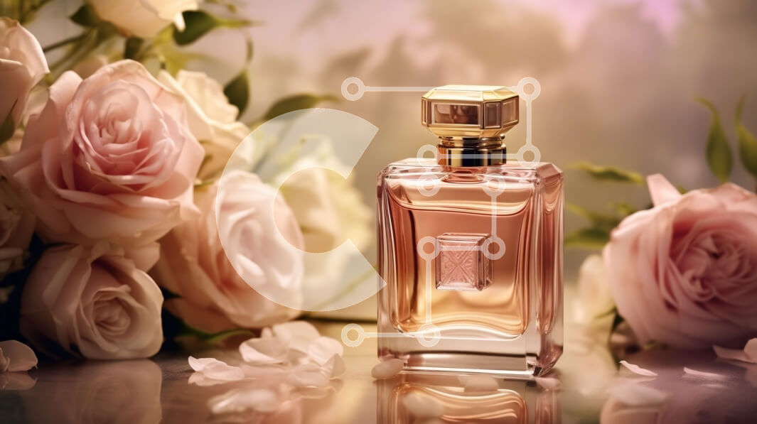 Télécharger Bouteille de parfum rose féminine et chic sur une table ...
