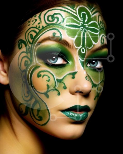 Stylish St. Patrick's Day Makeup with Shamrock Design stock photo ...