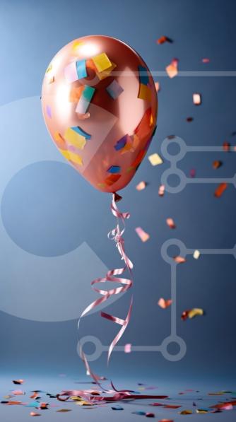 Celebration with Copper Balloon and Falling Confetti stock photo ...