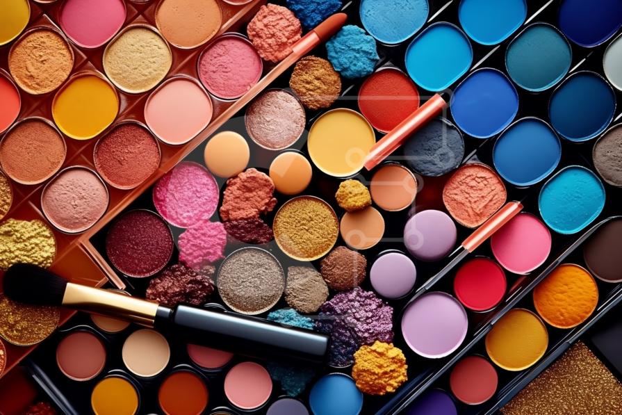 Various Makeup Products - Eyeshadows, Blushes, Lipsticks stock photo ...