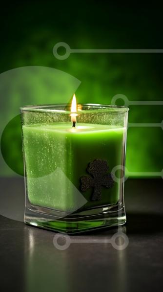 Green Shamrock Candle with Unique Design stock photo | Creative Fabrica