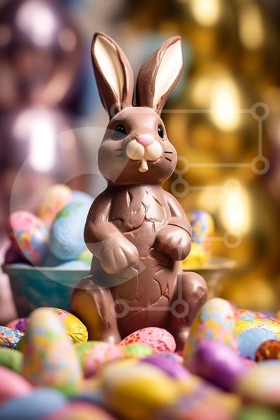 Chocolate Bunny and Easter Eggs - Perfect for Easter stock photo ...