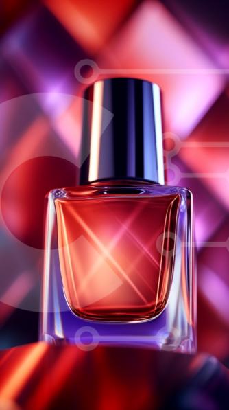 Vibrant Image of a Red Glass Perfume Bottle on a Colorful Background ...