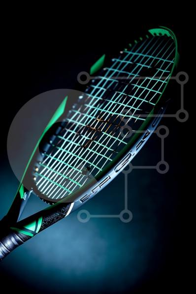 Sleek and Modern Blue and Black Tennis Racket Close-up stock photo ...