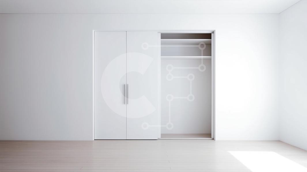 Clean and Minimalist White Room with Closed Door stock photo | Creative ...