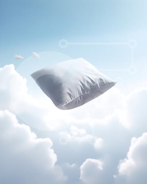 White Pillow Floating in the Sky Among Clouds - Stock Photo stock photo ...