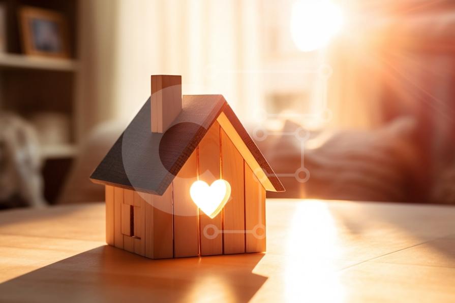 Beautiful Picture of a Small Wooden House with a Heart-Shaped Cutout on ...