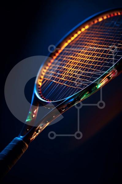 Close-up picture of a neon-colored tennis racket stock photo | Creative ...
