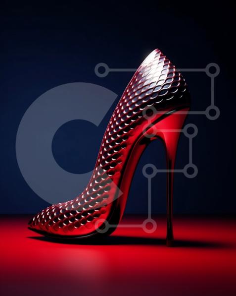 Stylish Red High Heel Shoe with a Metallic Finish stock photo ...