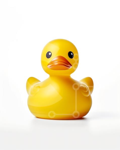 Smiling Yellow Rubber Duck on a White Background stock photo | Creative ...