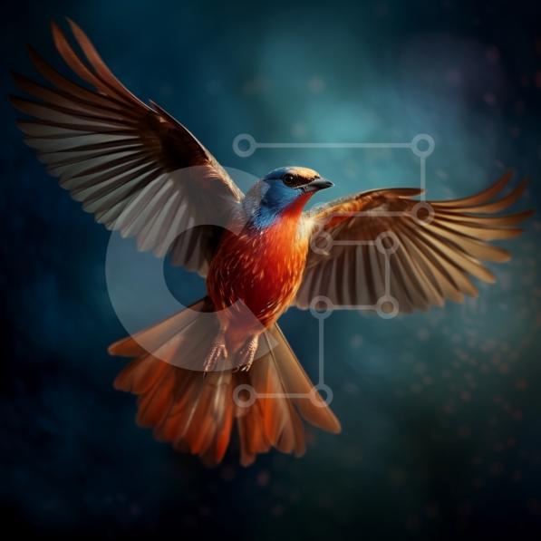 Beautiful Picture of a Red and Blue Bird in Flight stock photo ...