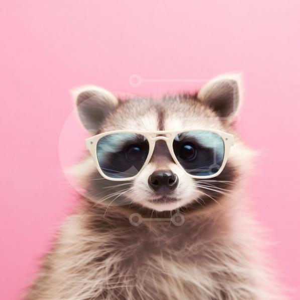 Genial Mapache con Gafas de Sol sobre un Fondo Rosa fotos de archivo ...