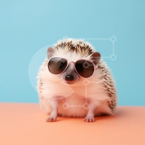 Cute Picture of a Hedgehog in Sunglasses on a Vibrant Background stock ...