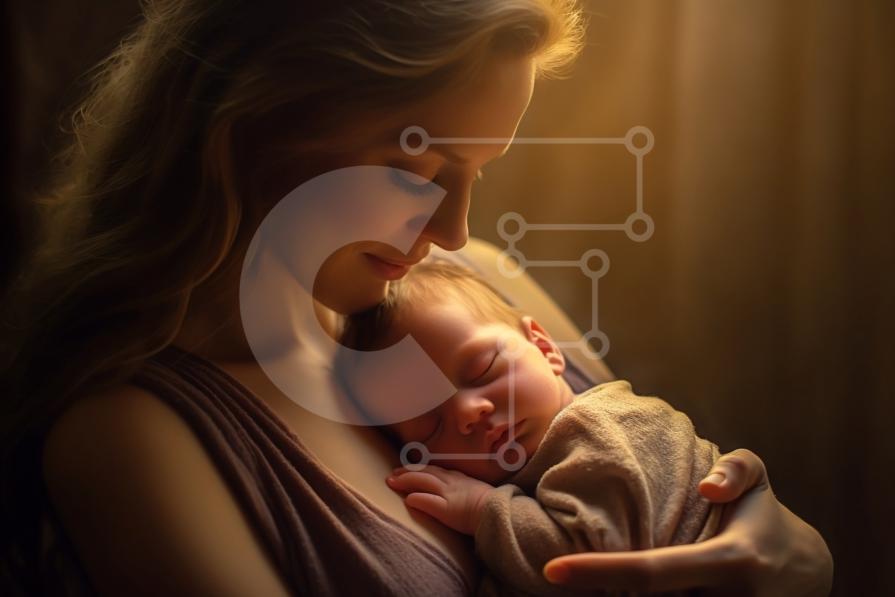 Intimate Moment of a Mother Holding Her Newborn Baby stock photo ...
