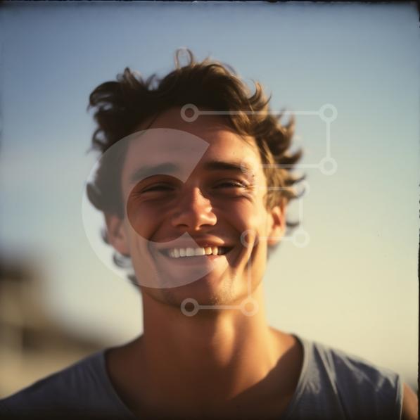 Portrait of a Smiling Young Man in Tank Top stock photo | Creative Fabrica