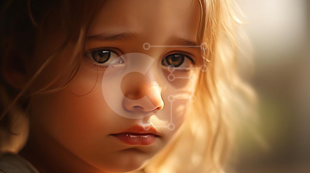 Portrait of a Young Girl with Sad Expression stock photo | Creative Fabrica