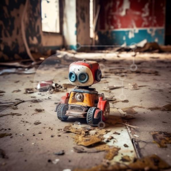 Intriguing Image of a Robot in a Run-Down Room stock photo | Creative ...