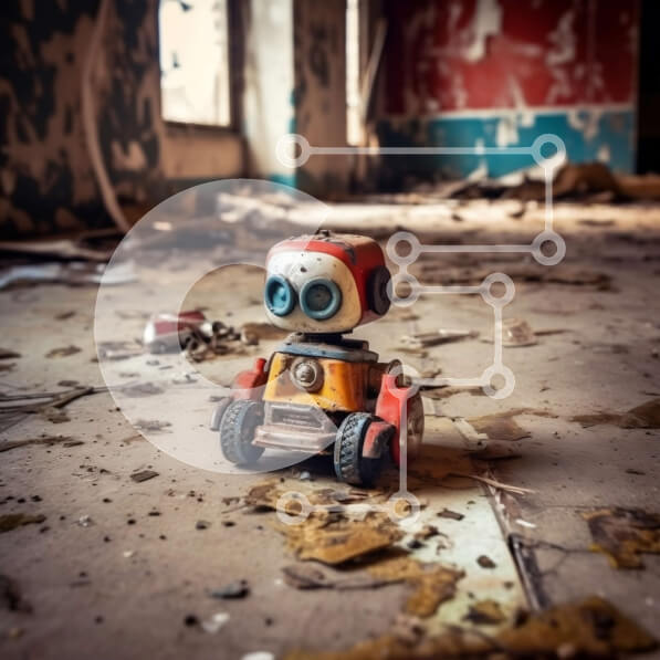 Intriguing Image of a Robot in a Run-Down Room stock photo | Creative ...