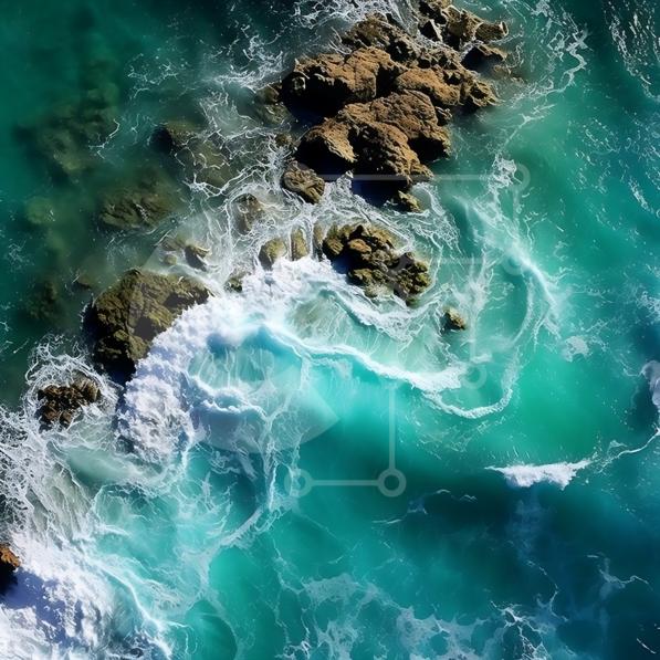 Stunning Aerial Shot of Ocean Waves Against Rocky Shoreline stock photo ...