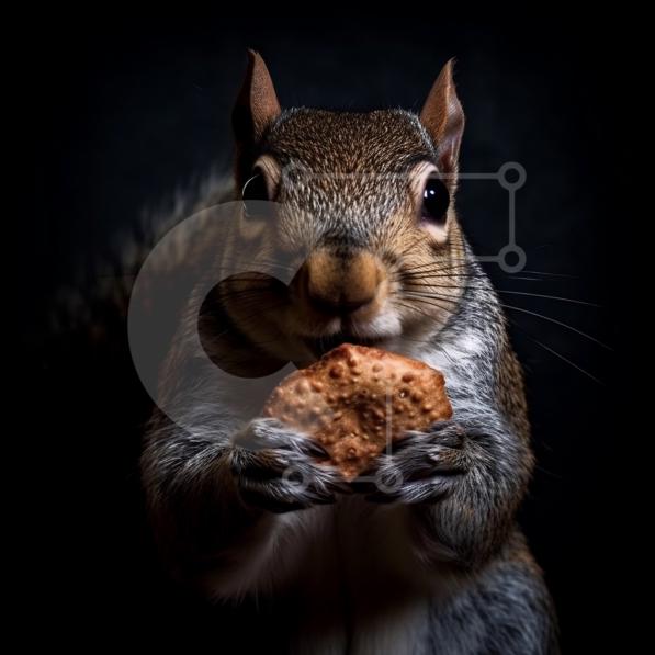 Adorable Picture of a Squirrel Holding a Nut stock photo | Creative Fabrica