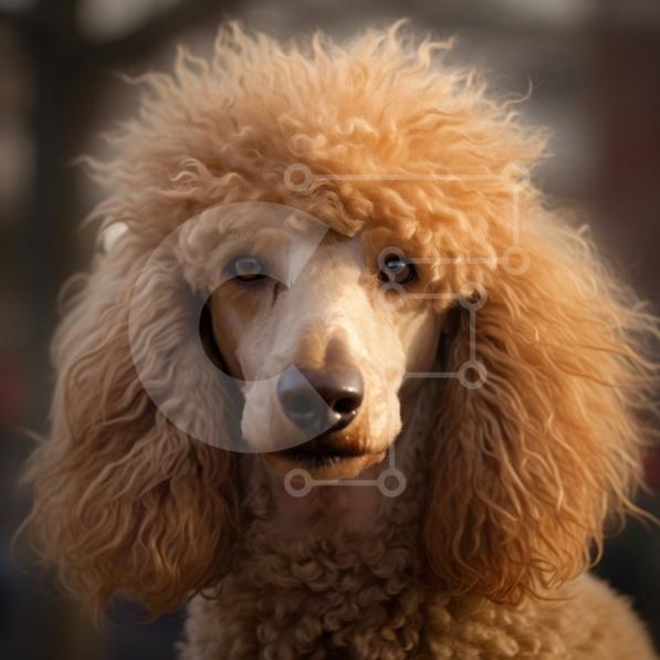 Serious Brown Poodle Dog with Curly Hair Looking at Camera stock photo ...