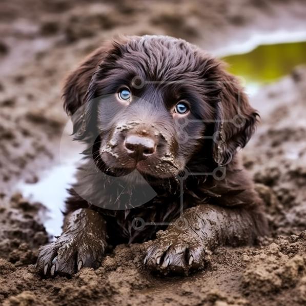 Cute Picture of a Brown Labrador Retriever Puppy Playing in the Mud ...