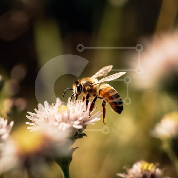 Beautiful Close-Up Shot of a Honeybee Pollinating a Flower stock photo ...