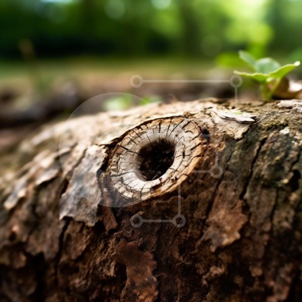 Vibrant Close-Up of a Tree Trunk with a Circular Hole stock photo ...
