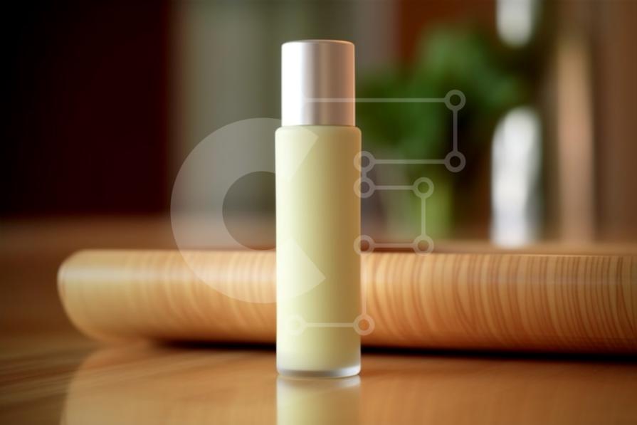 Small Glass Bottle with Clear Liquid and White Cap on Wooden Surface ...
