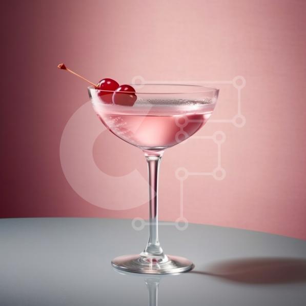 Delicious Pink Cocktail with Cherry Garnish in a Martini Glass stock ...