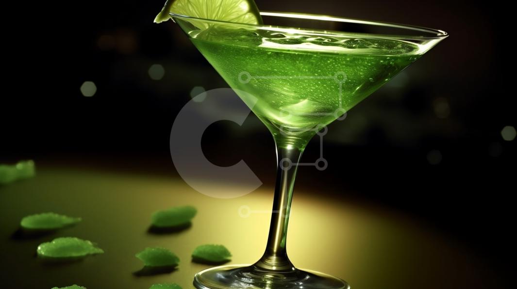 Refreshing Green Cocktail with Lime in Martini Glass stock photo ...