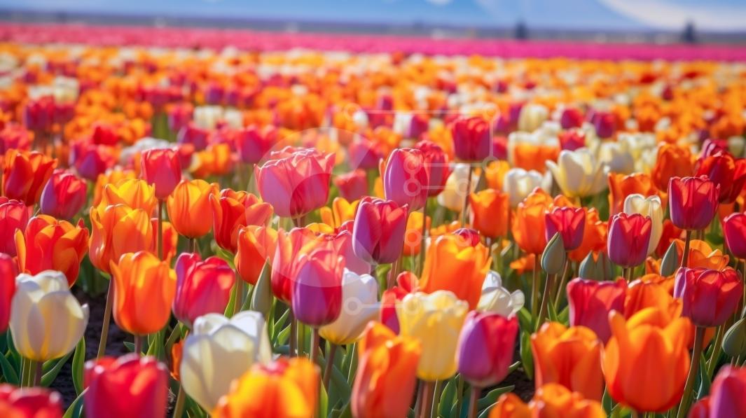 Enjoy the Beauty of a Field of Colorful Tulips in Full Bloom stock ...
