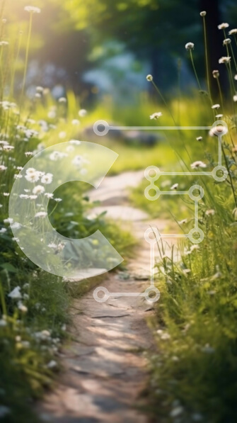 Download Beautiful Path Through a Green Meadow with Wildflowers ...