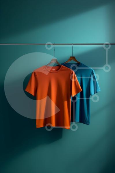Stylish T-Shirts Hanging on Clothes Rack for Sale stock photo ...