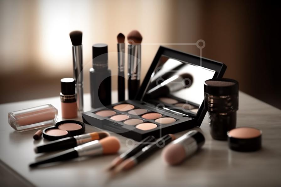 Beautiful Collection of Makeup Products stock photo | Creative Fabrica
