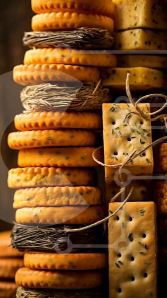 Delicious and Crispy Cheese Crackers with a Variety of Cheeses stock ...