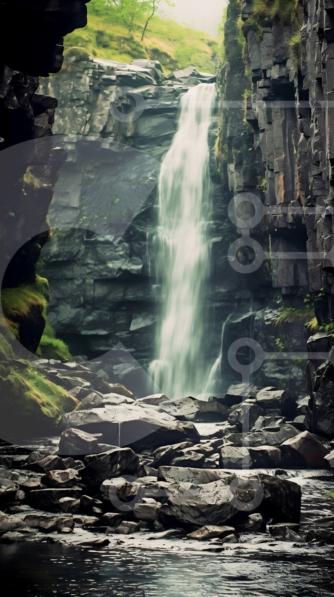 Amazing Picture of a Waterfall in a Green Forest stock photo | Creative ...