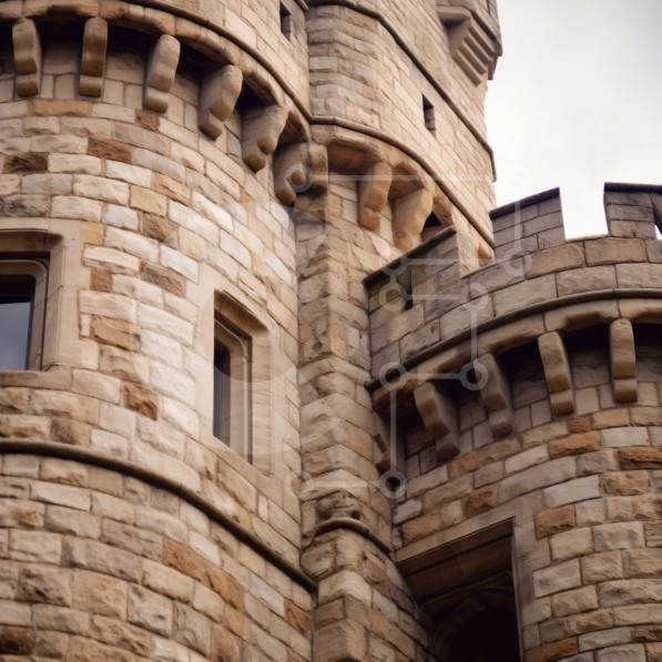 Beautiful Picture of a Stone Castle's Top with Small Windows and Arches ...