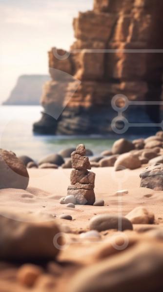 Beautiful Image of a Stack of Rocks on a Beach with a Large Cliff in ...
