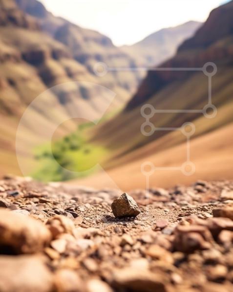 Mountain Landscape with Small Rock on Dirt Road stock photo | Creative ...