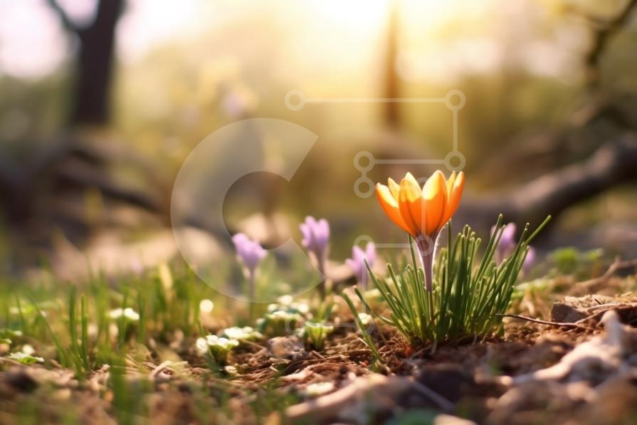 Beautiful Picture of Orange Crocuses in Bloom stock photo | Creative ...