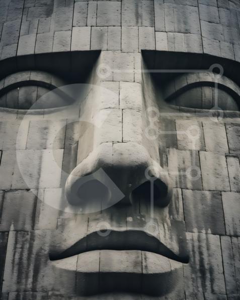 Antique Stone Statue of a Serious-Faced Man stock photo | Creative Fabrica