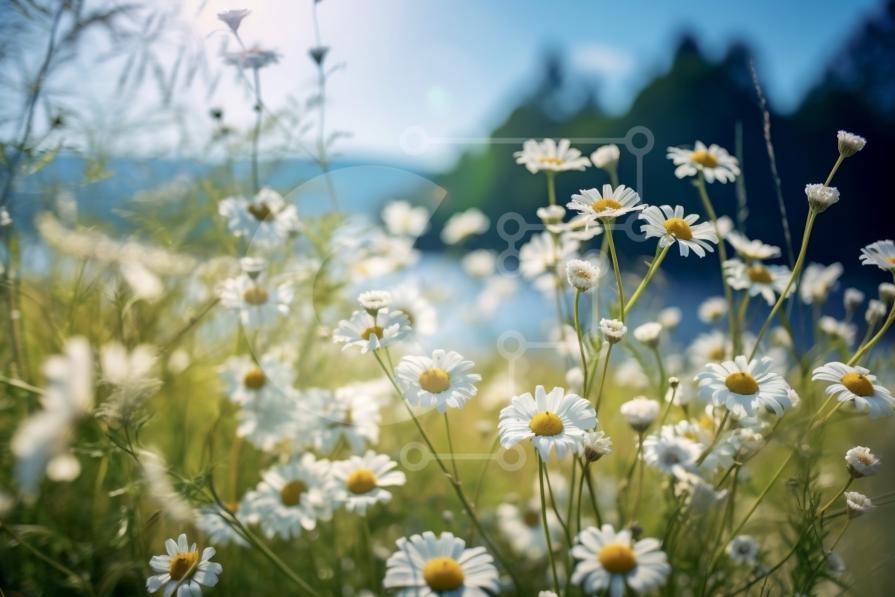 Beautiful Picture of a Field of White Daisies on a Sunny Day stock ...