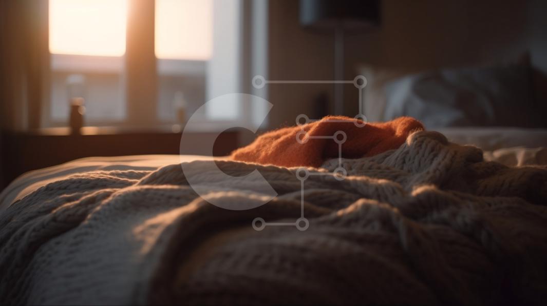 Cozy Bed with Sunlight Streaming Through Window stock photo | Creative ...