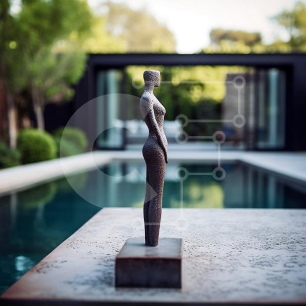 Beautiful Outdoor Sculpture of Woman by Swimming Pool stock photo ...