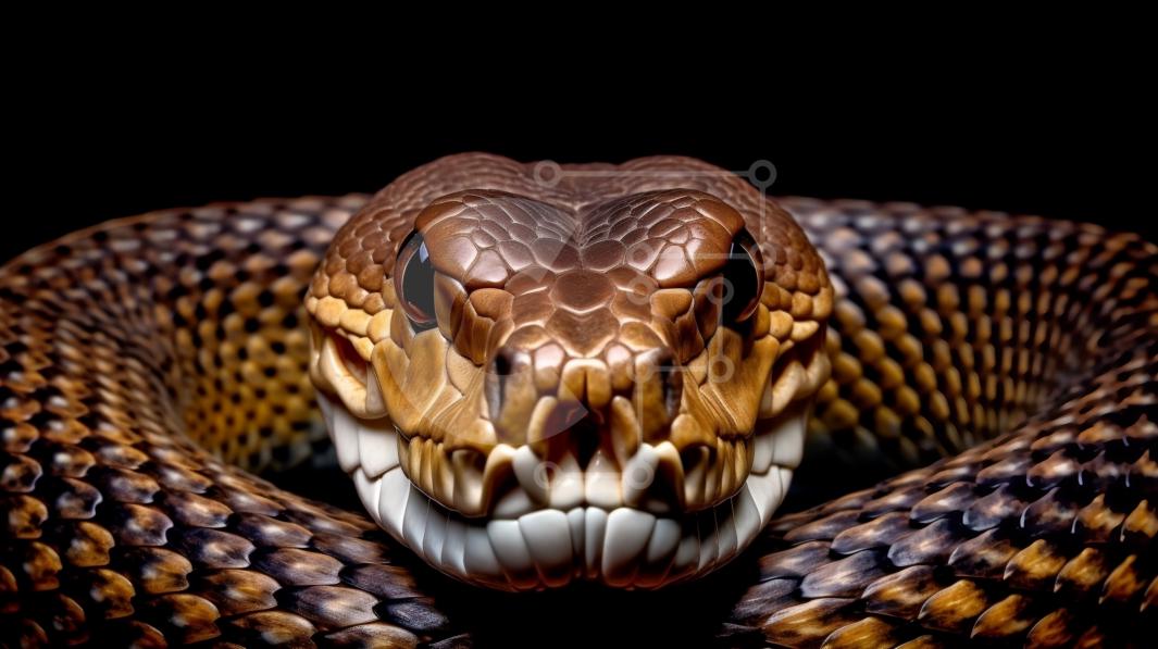 Intense Photo of a Snake's Head with Fangs Bared stock photo | Creative ...