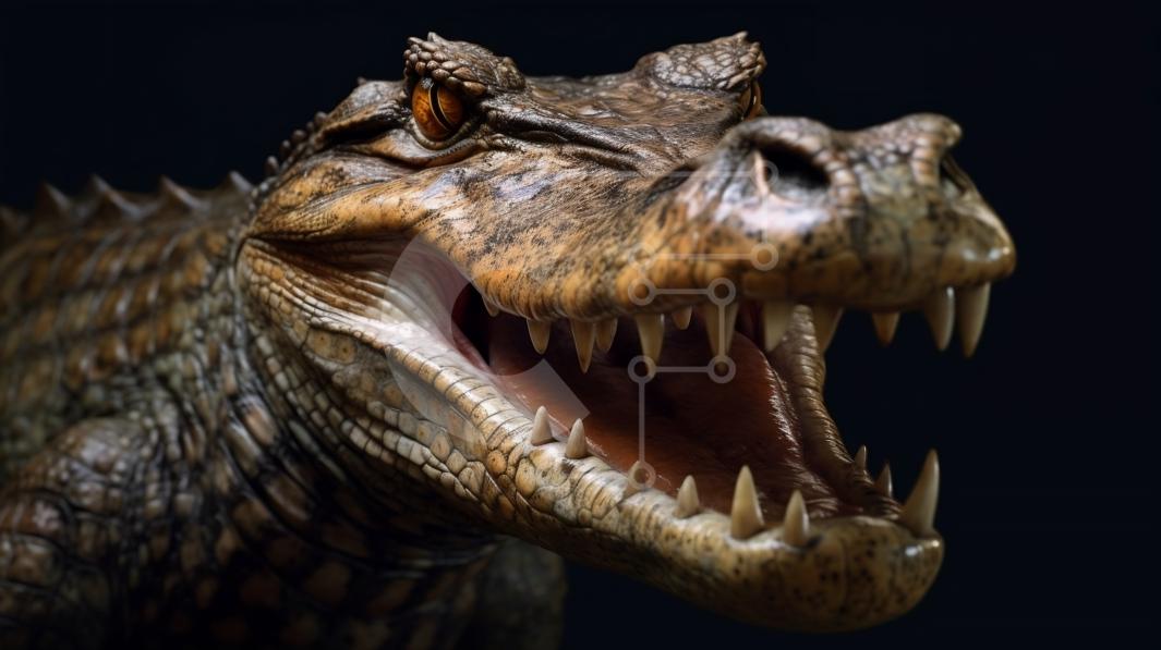 Impressive Close-Up of a Crocodile's Head with Mouth Open stock photo ...